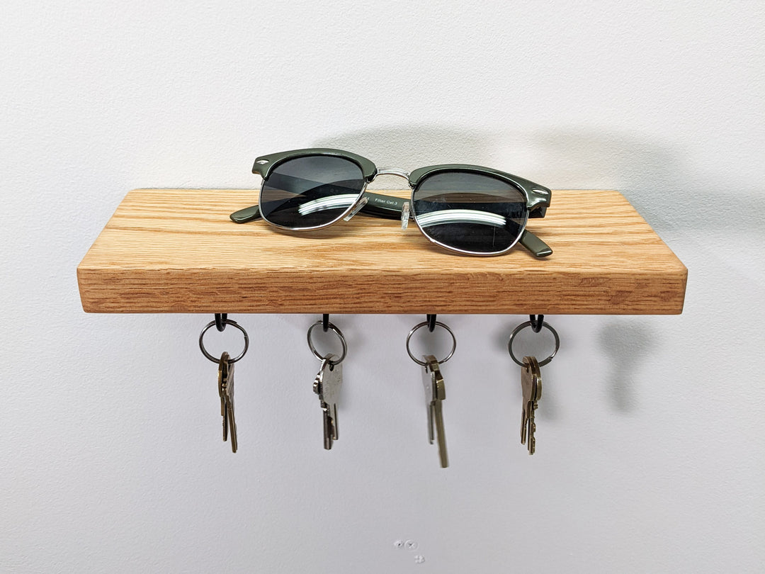 Unique Oak Floating Shelf for Keys - NookWoodworking